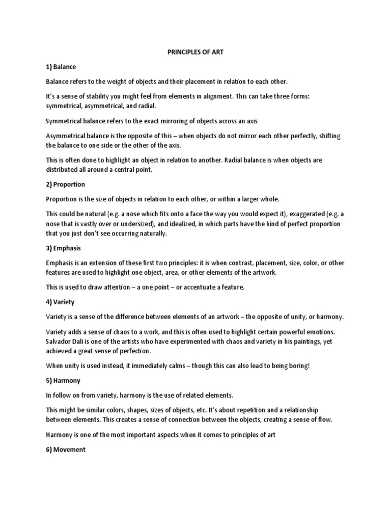 Principles of Art | PDF | Composition (Visual Arts) | Psychological Concepts