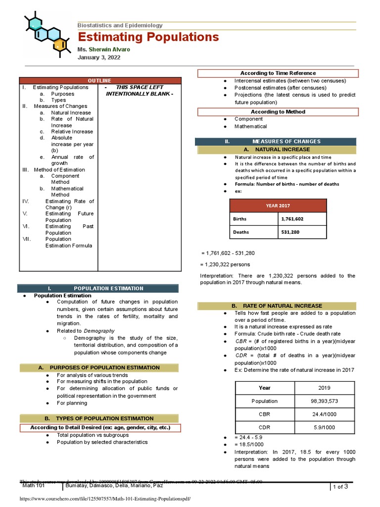 Population Estimation Methods Explained Pdf Derivative Population