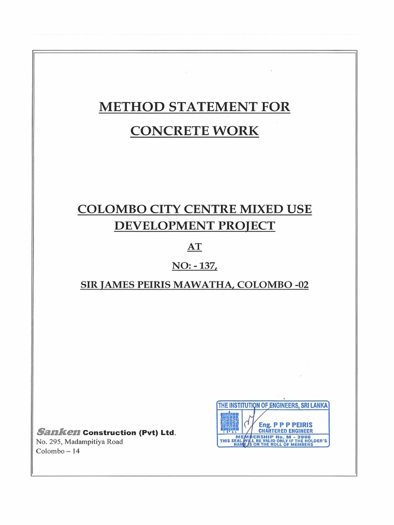 ED-E-MS-008 (Method Statement For Concreting, 15-02-2016) | Download Free PDF | Concrete ...