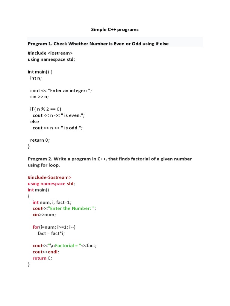 Basic C++ Programs | PDF | Number Theory | Mathematics