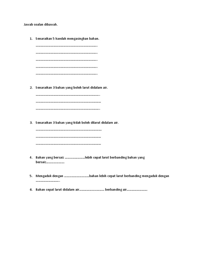 Soalan Sains Tahun 2 Campuran Pdf