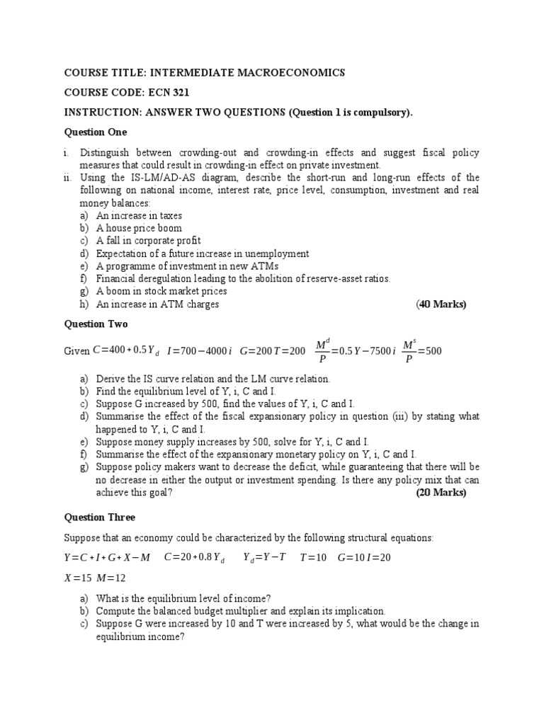 Inter Macro Assignment Pdf Economies Macroeconomics 