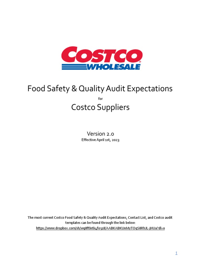 Costco Food Safety Audit Guidelines 2023 | PDF | Food Safety | Hazard ...