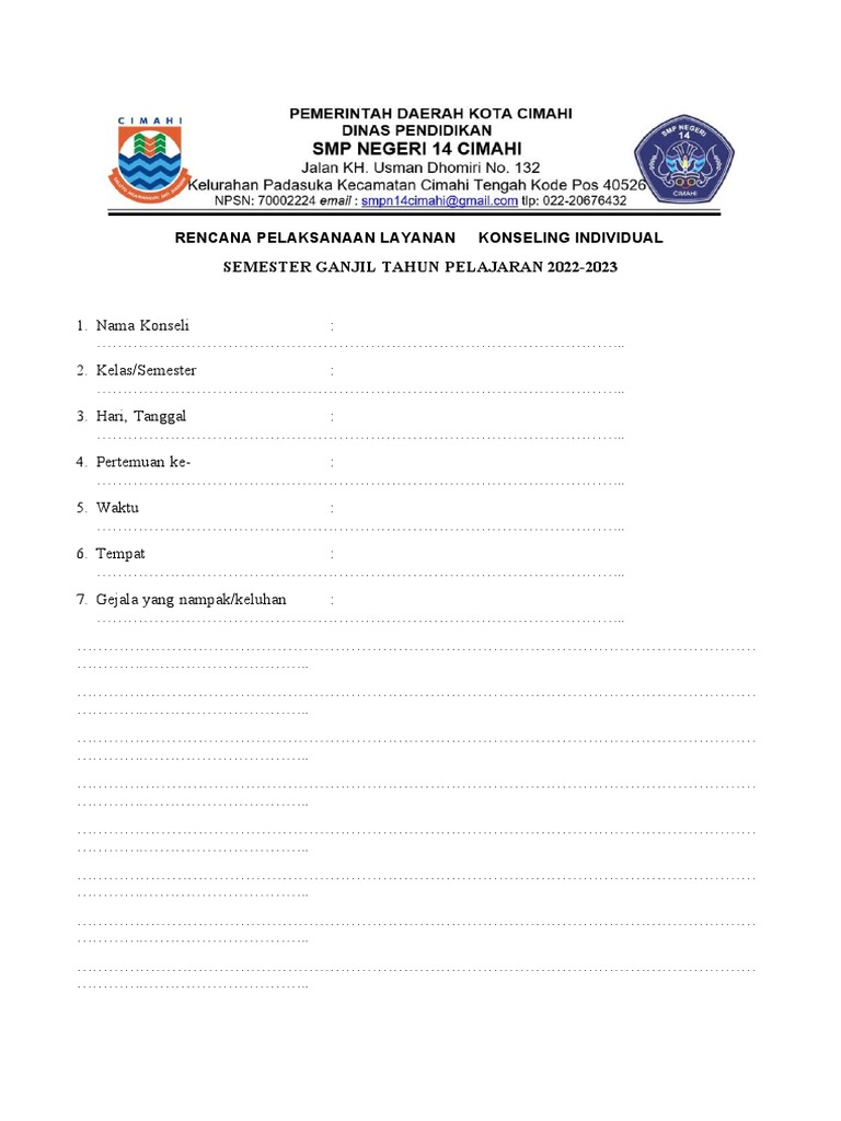 Format RPL Konseling Individual 14 | PDF