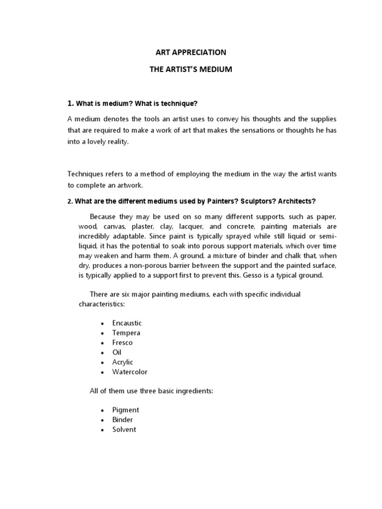 ART APPRECIATION 2 Answer | PDF | Western Asia | Paint