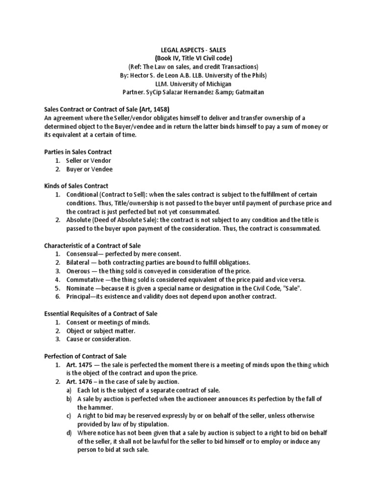 Legal Aspects of Sale Lease | PDF | Mortgage Law | Mortgage Loan