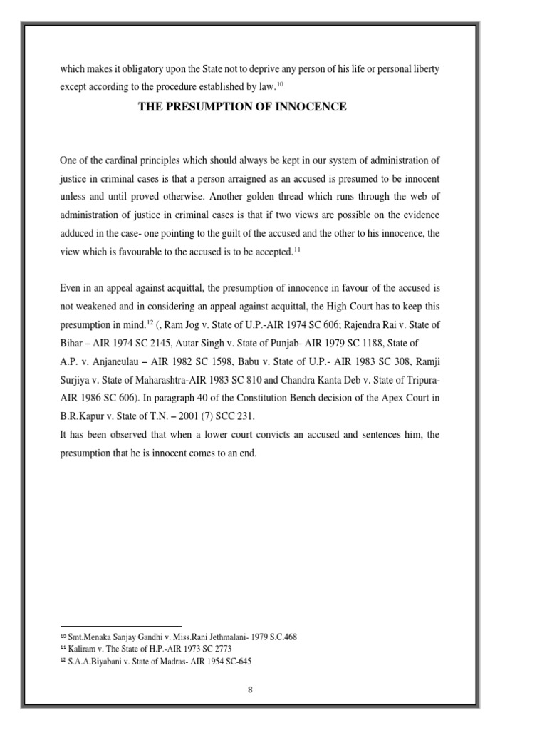 Presumption of Innocence in Law | PDF | Presumption Of Innocence ...