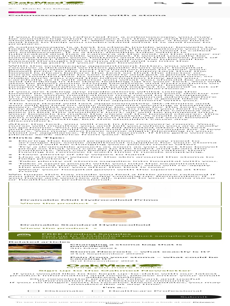 Colonoscopy Prep Tips With A Stoma - Oakmed Healthcare | PDF ...