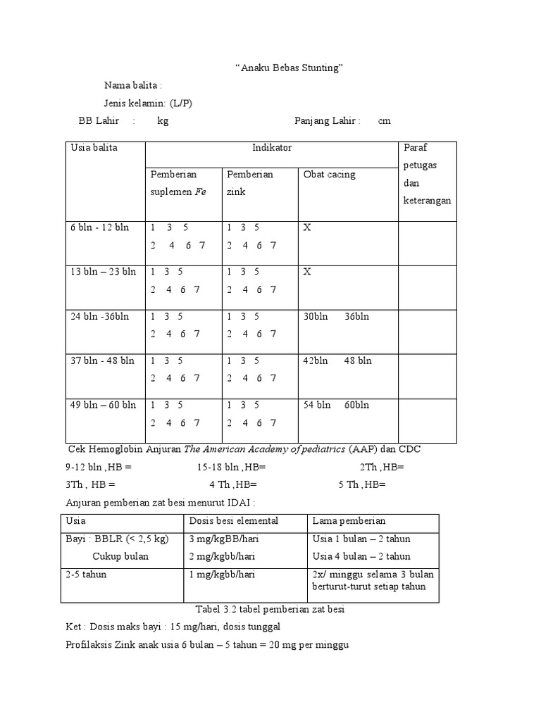 Kartu Stunting MY MINIPRO | PDF
