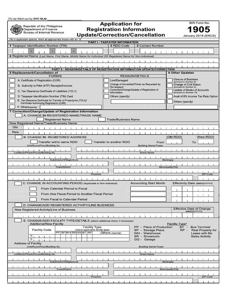 Bir Form 1905 | PDF