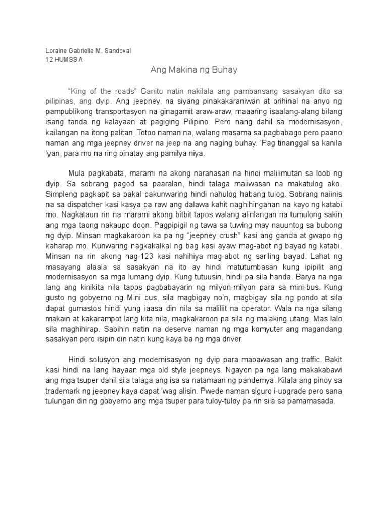 Ang Makina NG Buhay | PDF