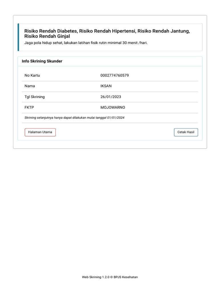 Web Skrining BPJS Kesehatan PDF | PDF