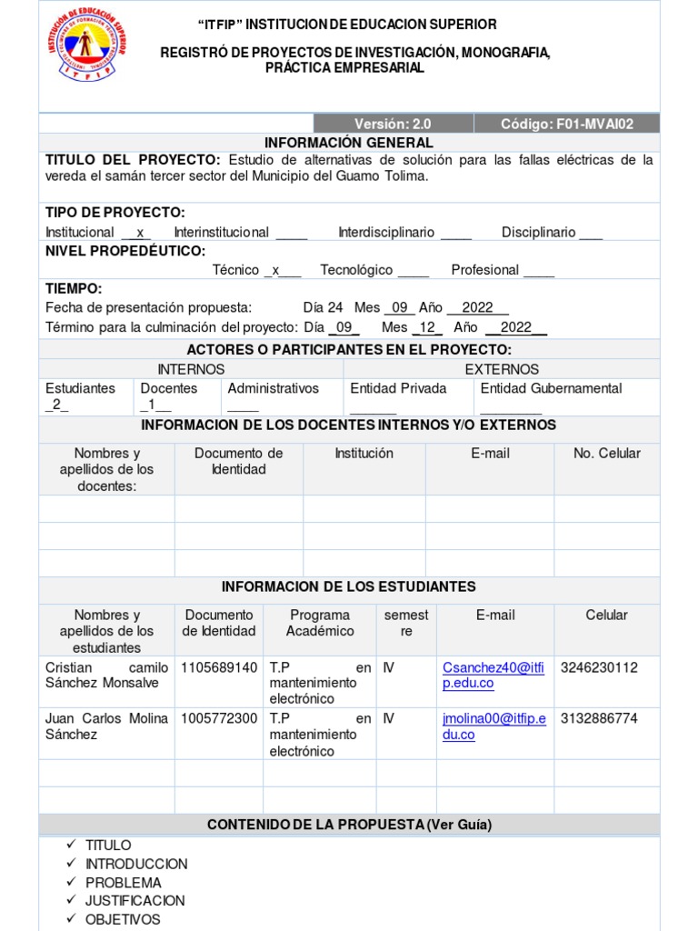 Ficha Del Proyecto PDF | PDF | Análisis FODA