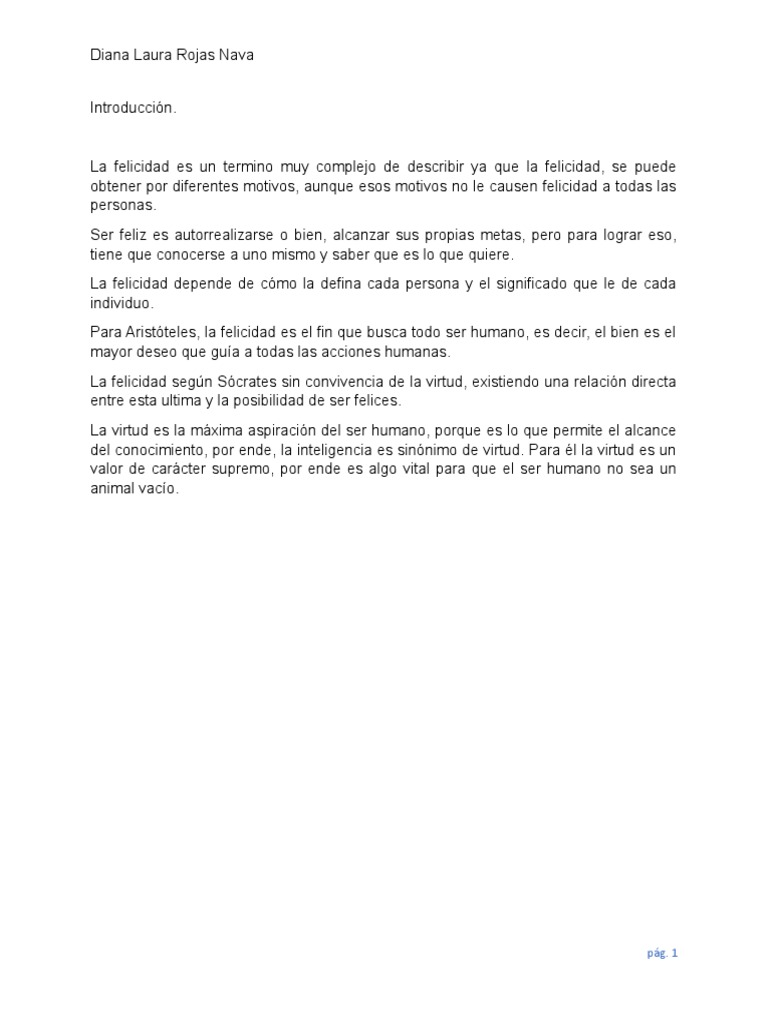Ensayo de La Felicidad | PDF | Felicidad | Virtud