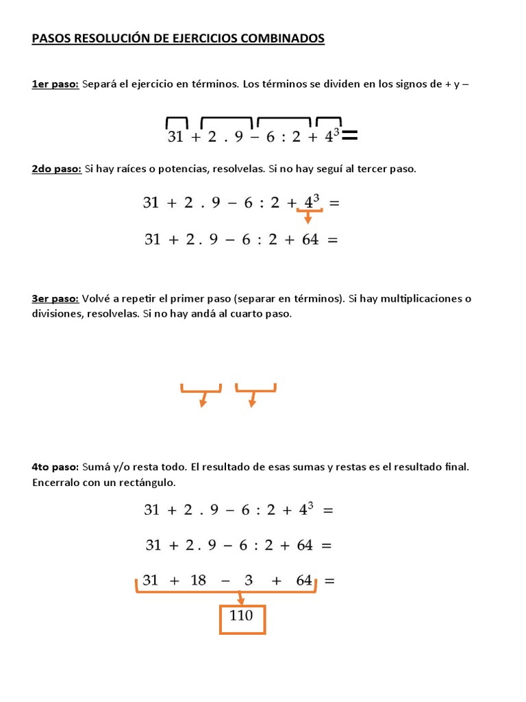 Pasos de Resolución de Ejercicios Combinados | PDF