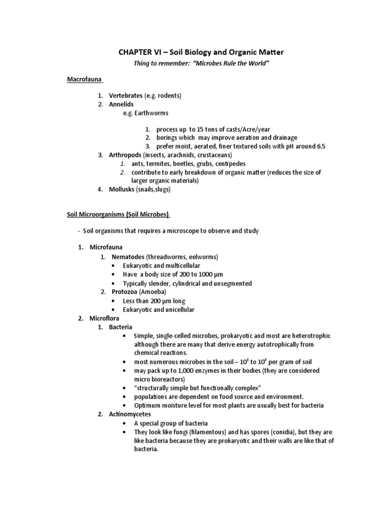 CHAPTER 6 Soil Biology and Organic Matter | PDF | Soil | Decomposition