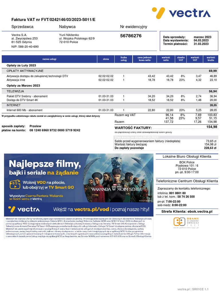 Sprzedawca Nabywca NR Ewidencyjny: Faktura VAT NR FVT/0242146/03/2023 ...