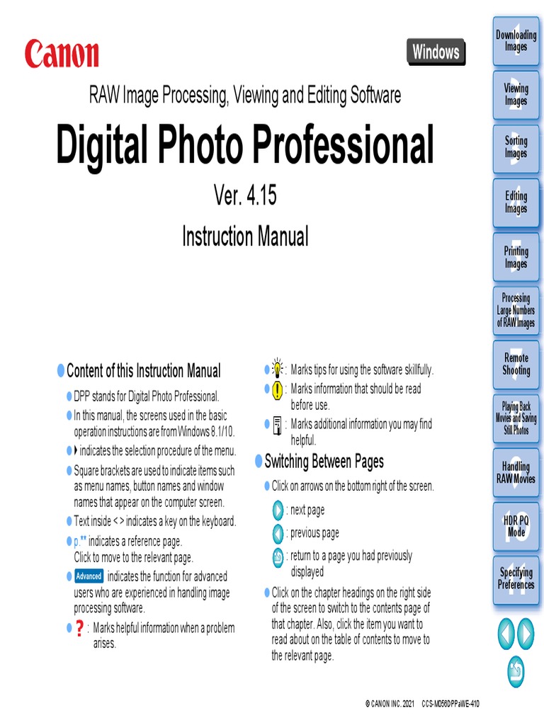 Canon Digital Photo Professional - Manual 4.15 Windows | PDF | Raw ...
