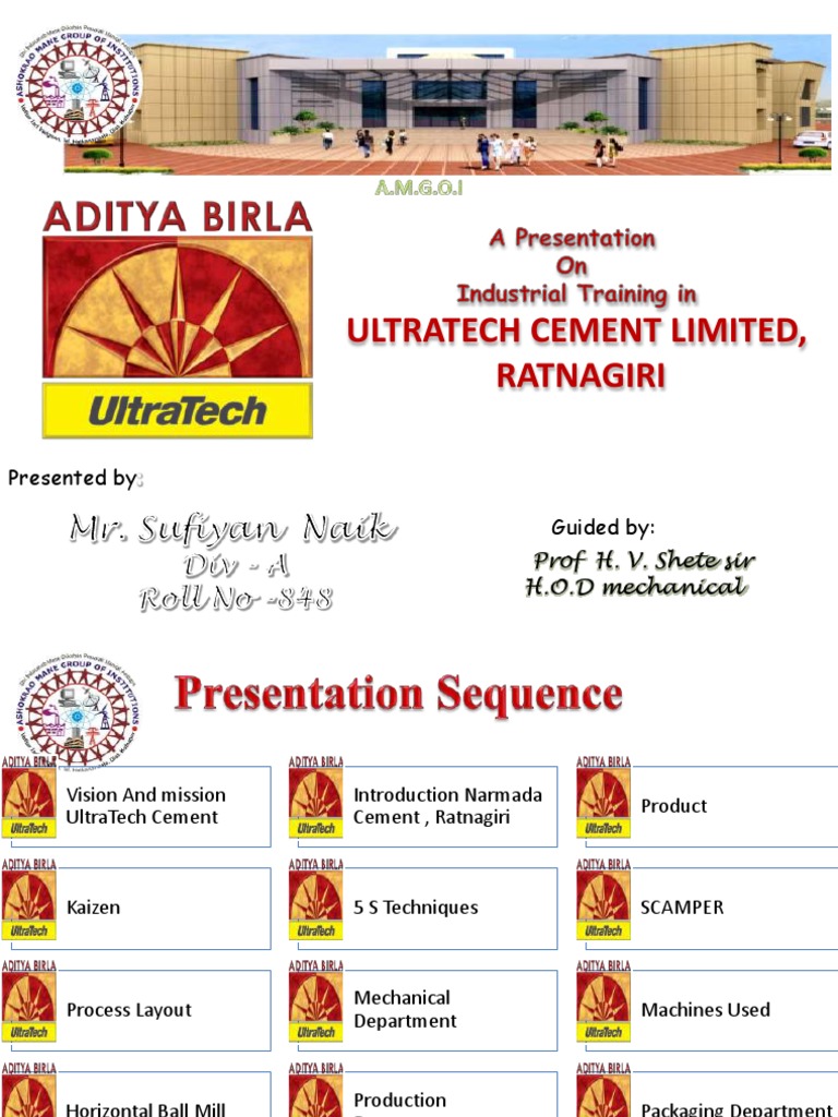 Dokumen - Tips - Presentation On Industrial Training in Ultratech Cement Ratnagiri Narmada ...