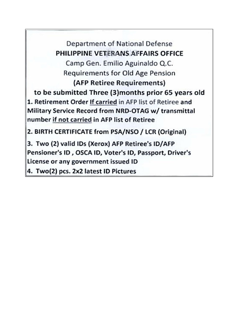 Old Age Pension AFP Retiree | PDF