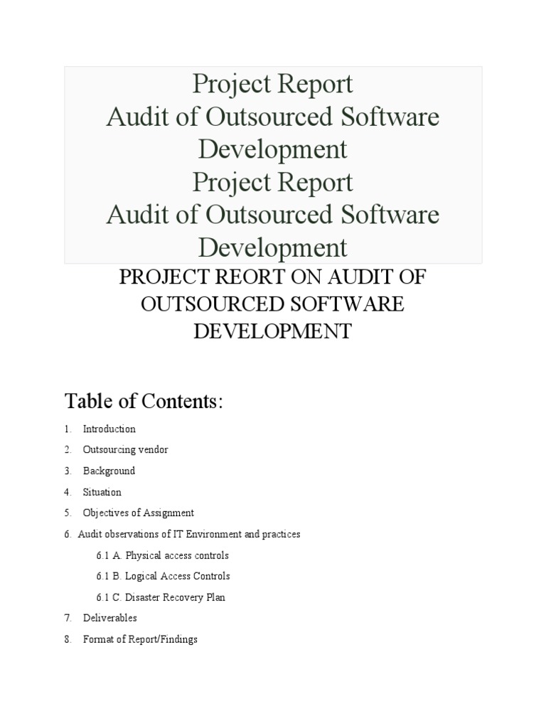 Project Report | Download Free PDF | Backup | Outsourcing