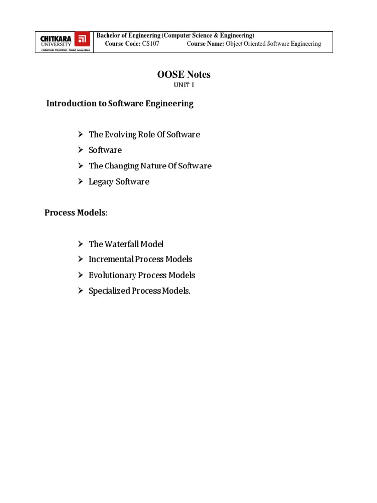 OOSE Notes 1 PDF | PDF | Component Based Software Engineering ... OOSE Notes 1 PDF | PDF | Component Based Software Engineering ...