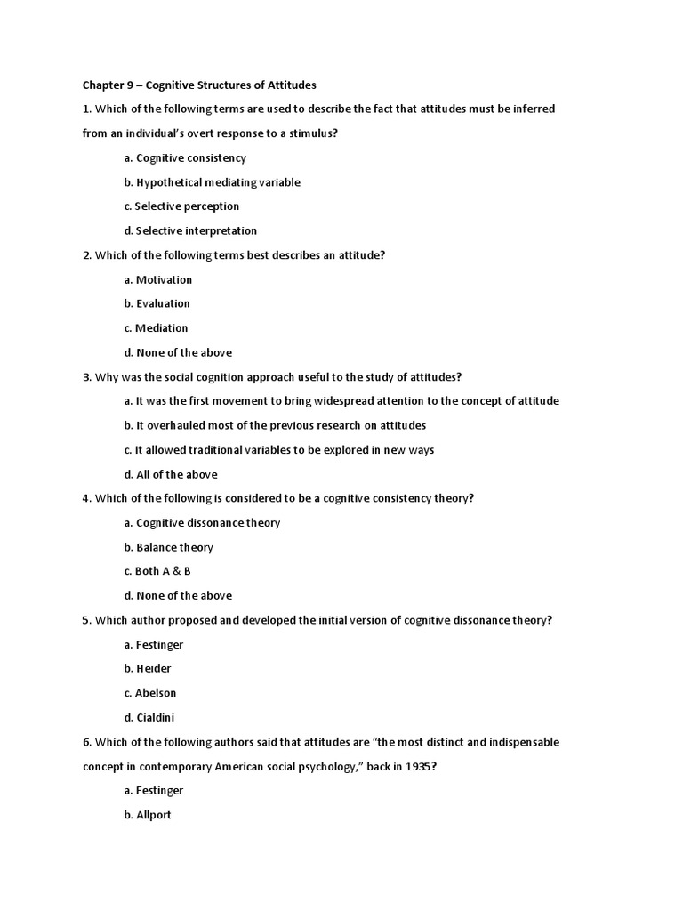 Cognitive Structures of Attitudes Updated | PDF | Attitude (Psychology ...