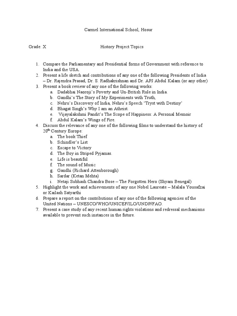 History Project Topics | PDF