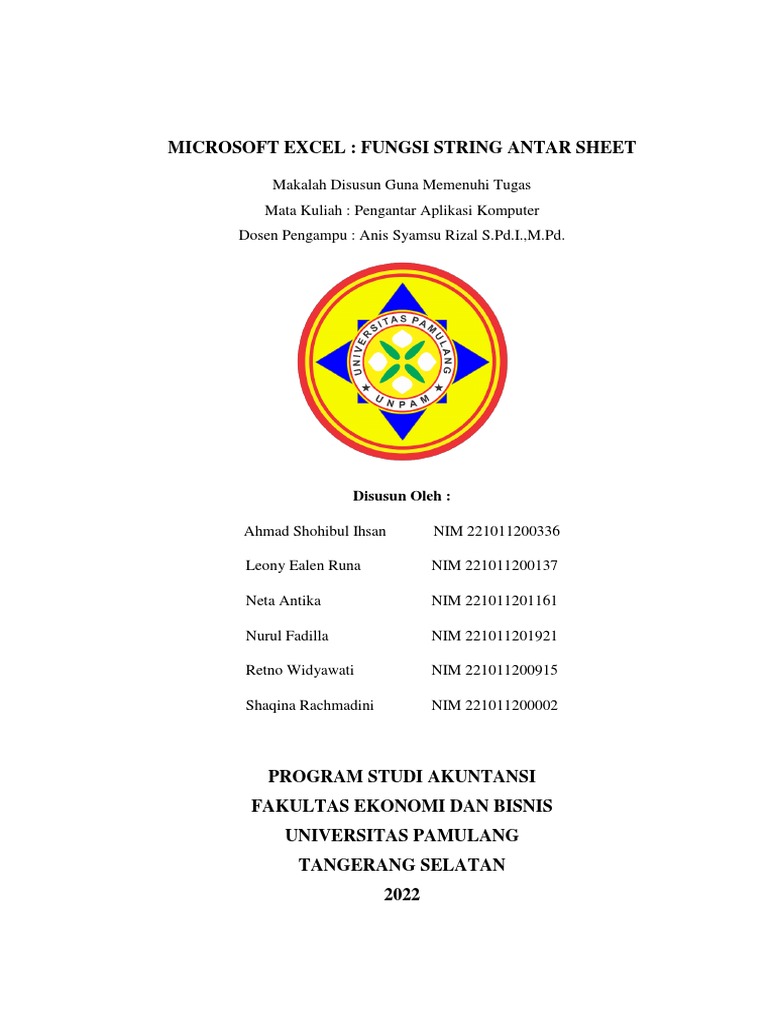 Microsoft Excel Fungsi String Antar Sheet | PDF