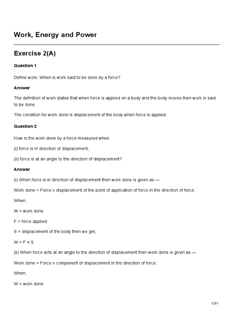 ICSE X-Selina-solution-Ch02-Work Energy and Power | PDF | Potential ...
