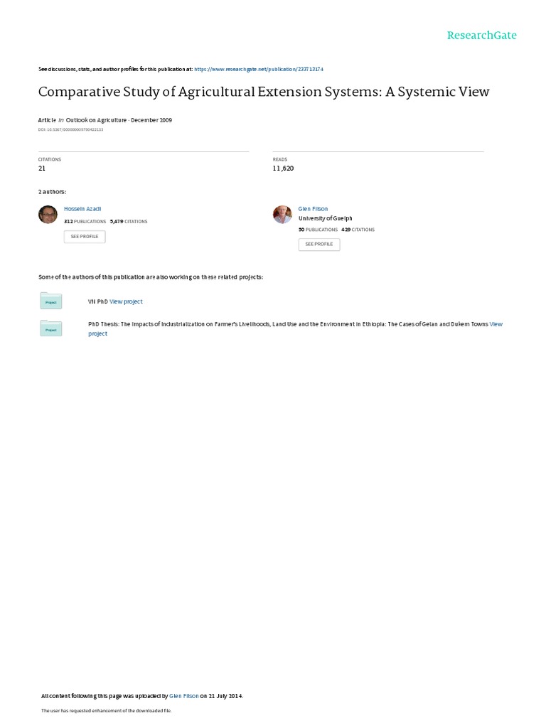 A Systemic Framework for Comparative Studies of Agricultural Extension ...