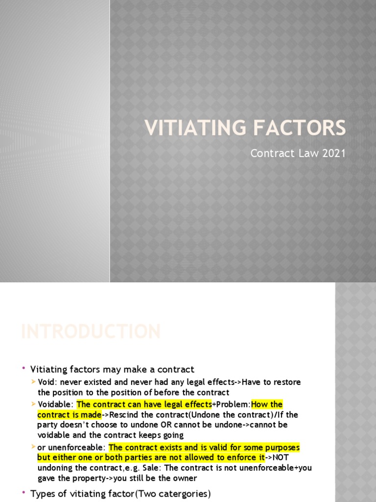 Understanding Vitiating Factors in Contracts | PDF | Misrepresentation ...