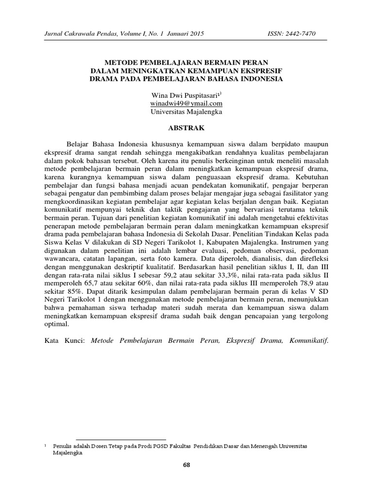 Metode Pembelajaran Bermain Peran Dalam Meningkatk | PDF
