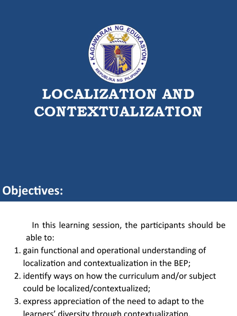 Localization Contextualization of Curriculum | PDF | Learning | Curriculum
