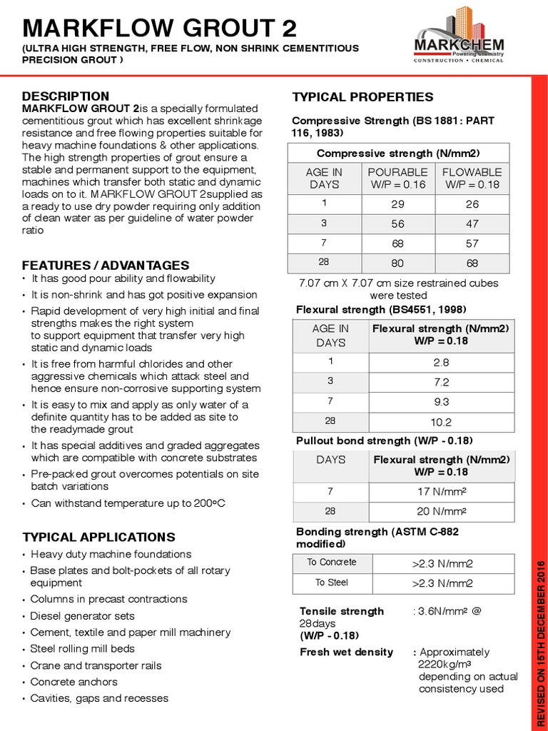 Markflow Grout 2 PDF | PDF | Concrete | Cement