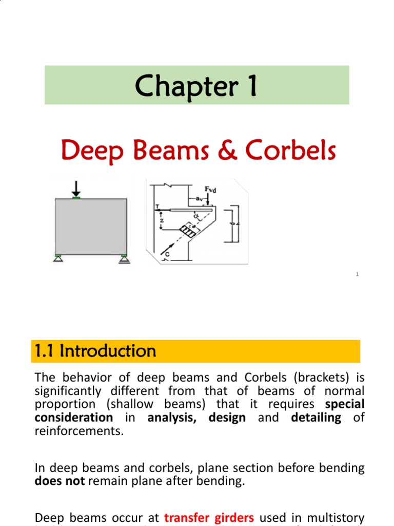 Chapter 1 Deep Beams and Corbels Lecture Notes1 | PDF | Beam (Structure ...