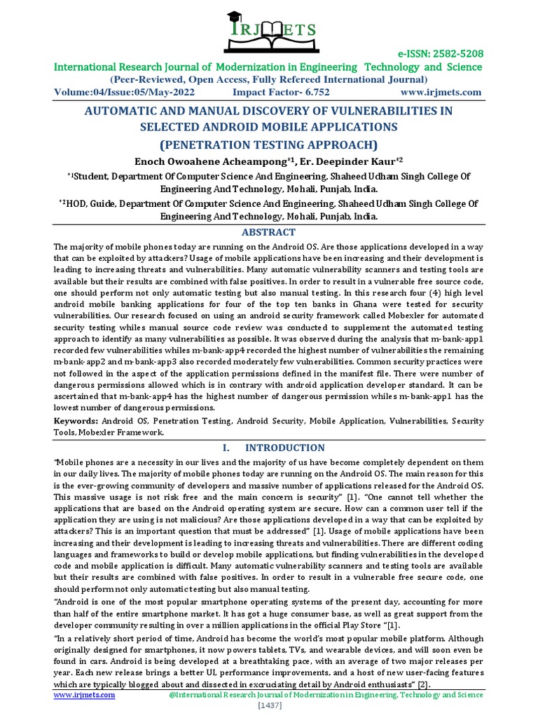 Vulnerabilities in Android Apps | PDF | Android (Operating System ... Vulnerabilities in Android Apps | PDF | Android (Operating System ...