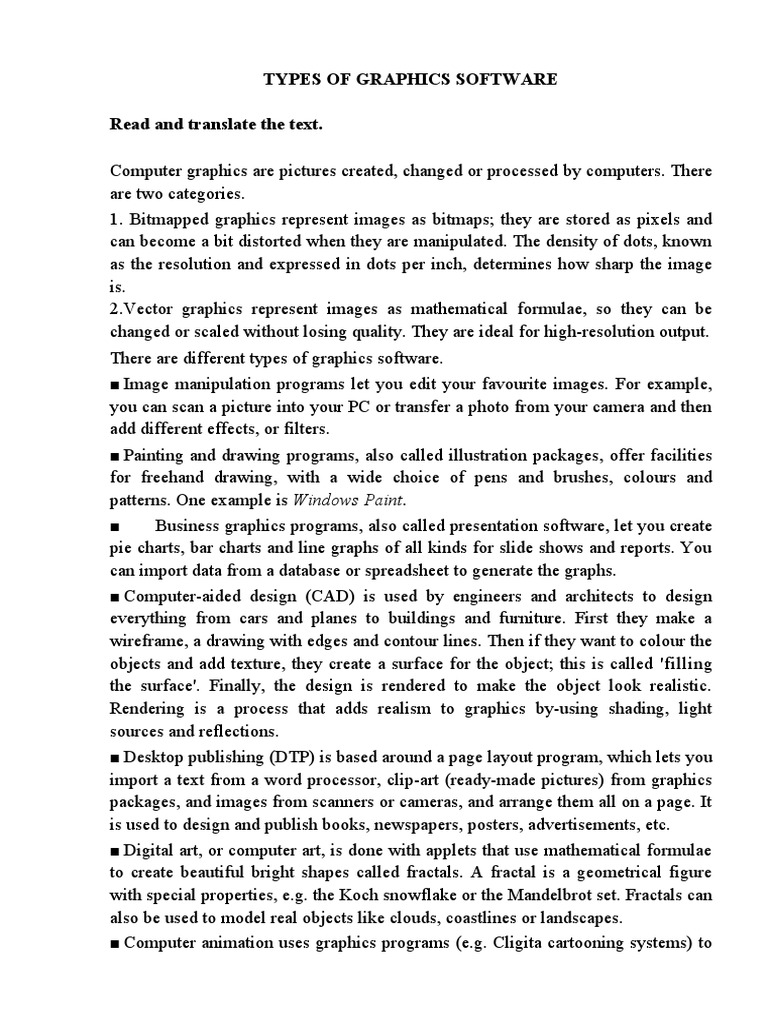 8 - Types of Graphics Software | PDF | Computer Graphics | Shape