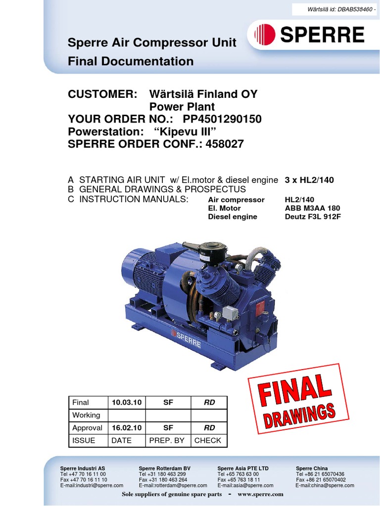 Sperre Starting Air Compressor Specs | PDF | Piston | Valve