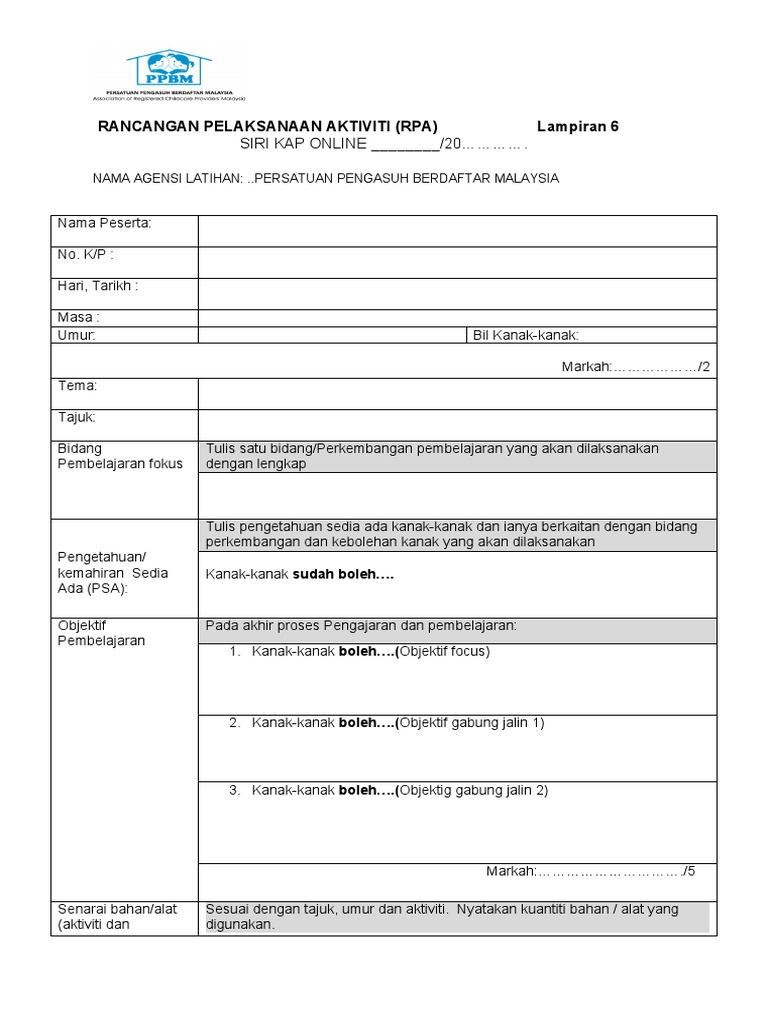 Borang Kosong Rpa | PDF