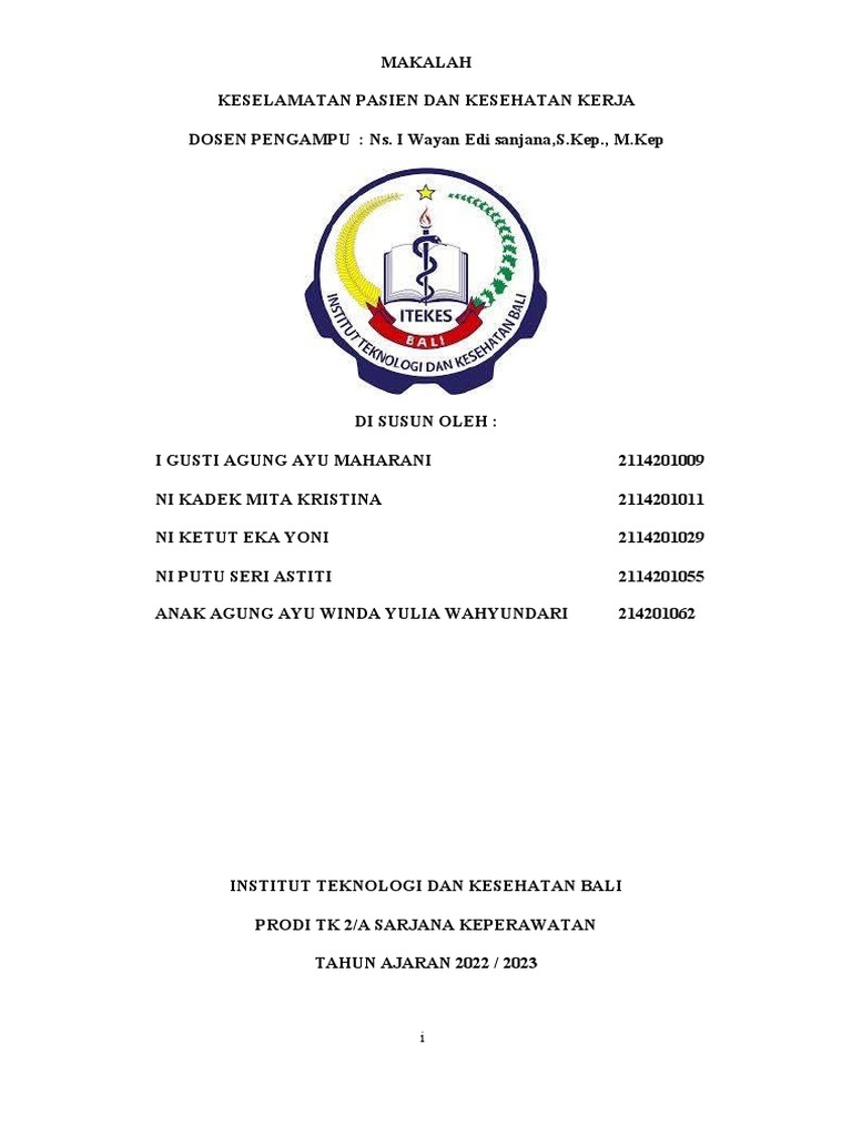 MAKALAH KESELAMATAN KERJA GERONTIC BLM JADIIIIII 2.odt | PDF