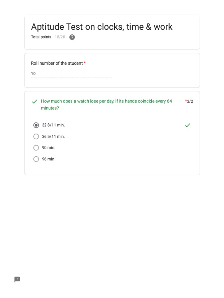 Aptitude Test On Clocks, Time & Work | PDF