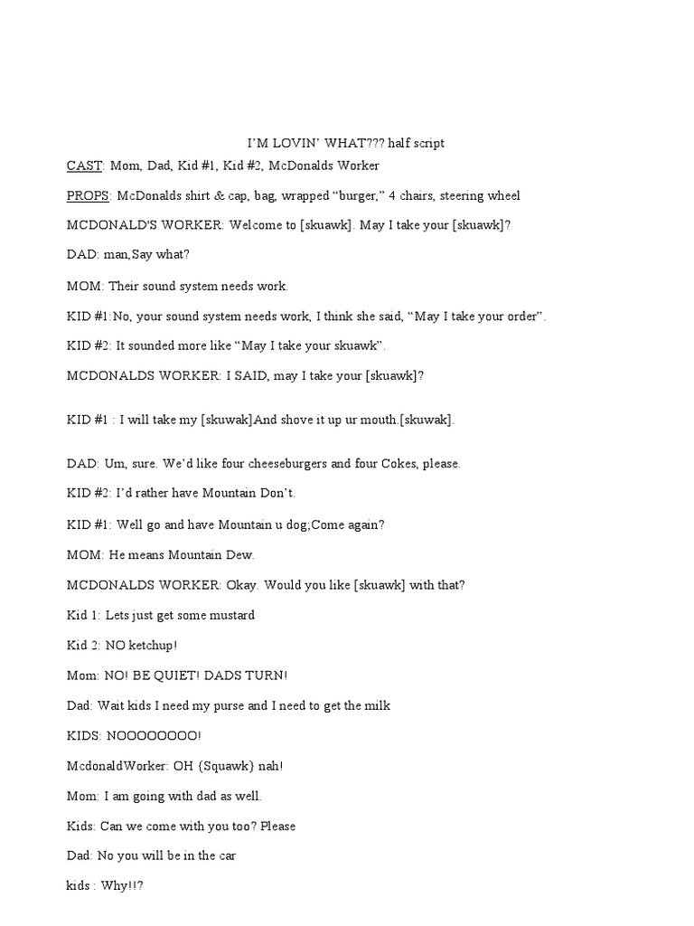 30 Silly Skits 4 Samples Half Scripts | PDF