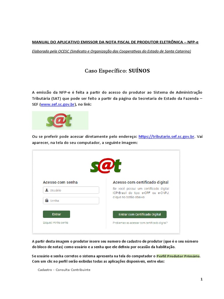 Manual NFPe Produtor para Suinos | PDF