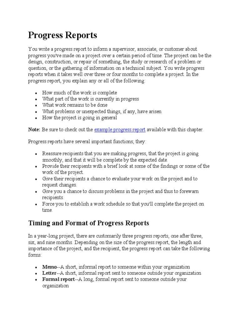 Progress Reports | PDF