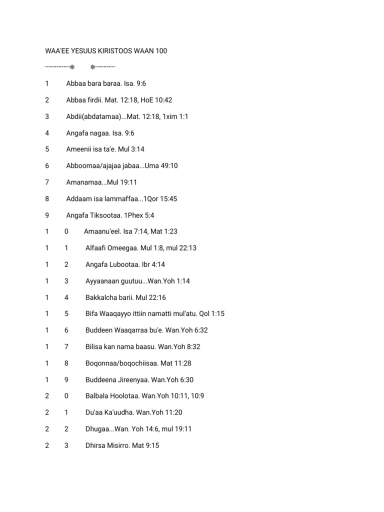 Waa'ee Yesuus K PDF | PDF