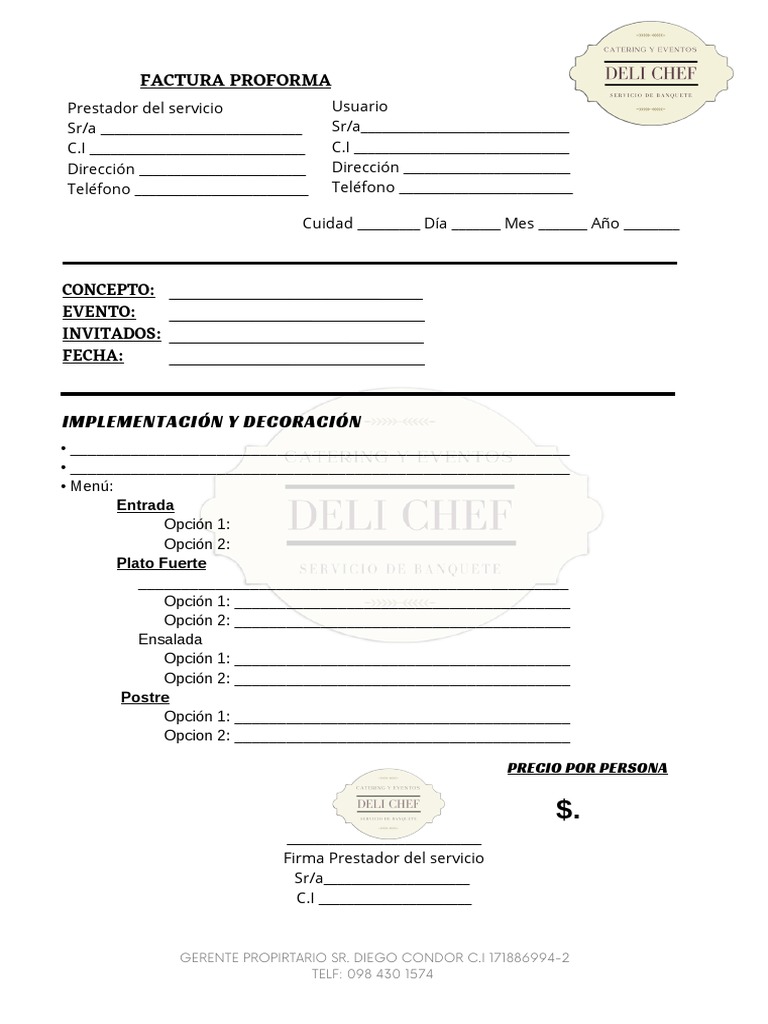 Proforma Servicio Se Catering | PDF