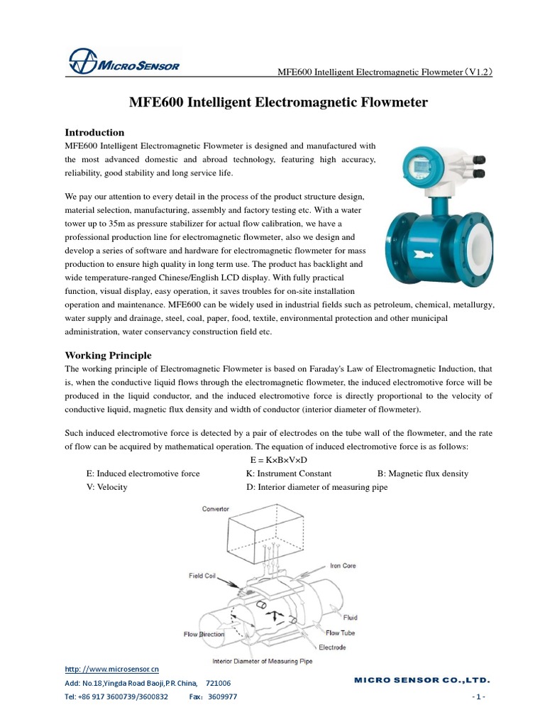 MFE600 Intelligent Electromagnetic Flowmeter | PDF
