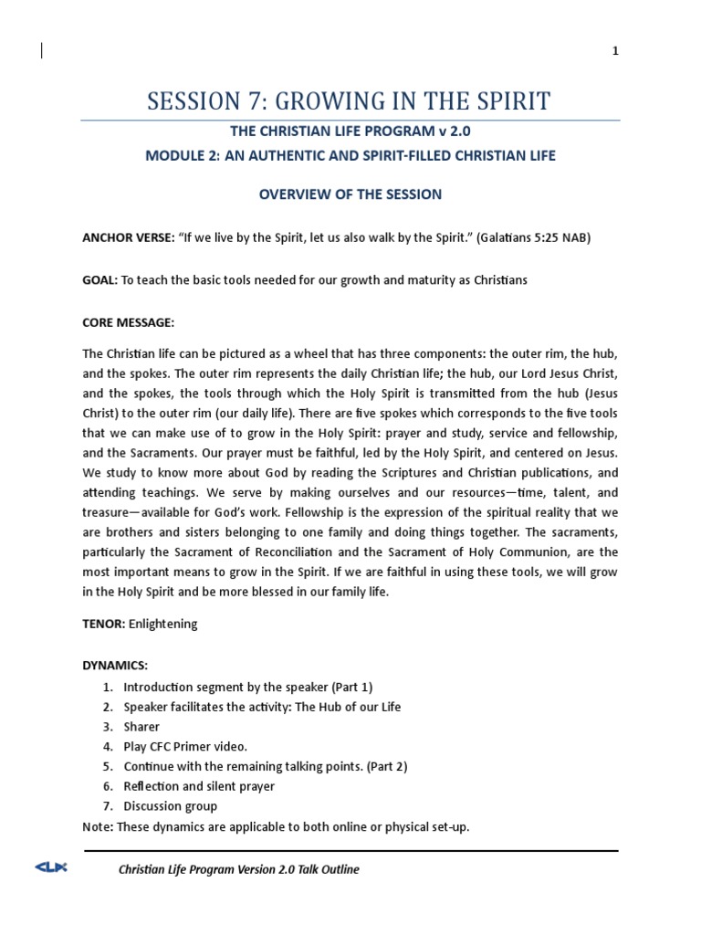 Growing in the Spirit: CLP Talk 7 Outline | PDF | Jesus | Prayer