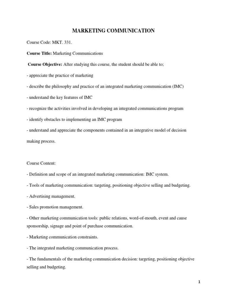 Notes On Integrated Marketing Commnication | PDF | Marketing ...